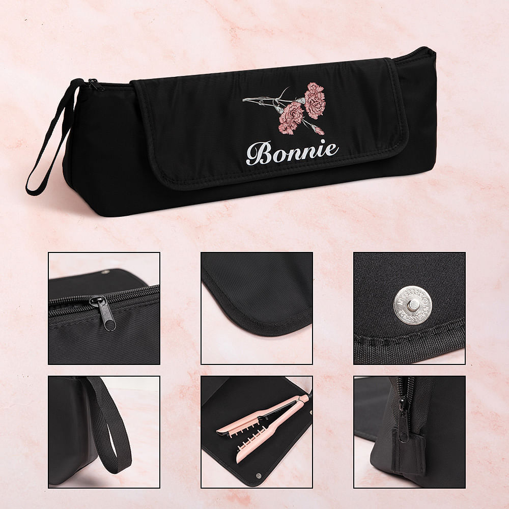 Personalized Birth Flower Portable Heating Rod Storage Bag with Name ...