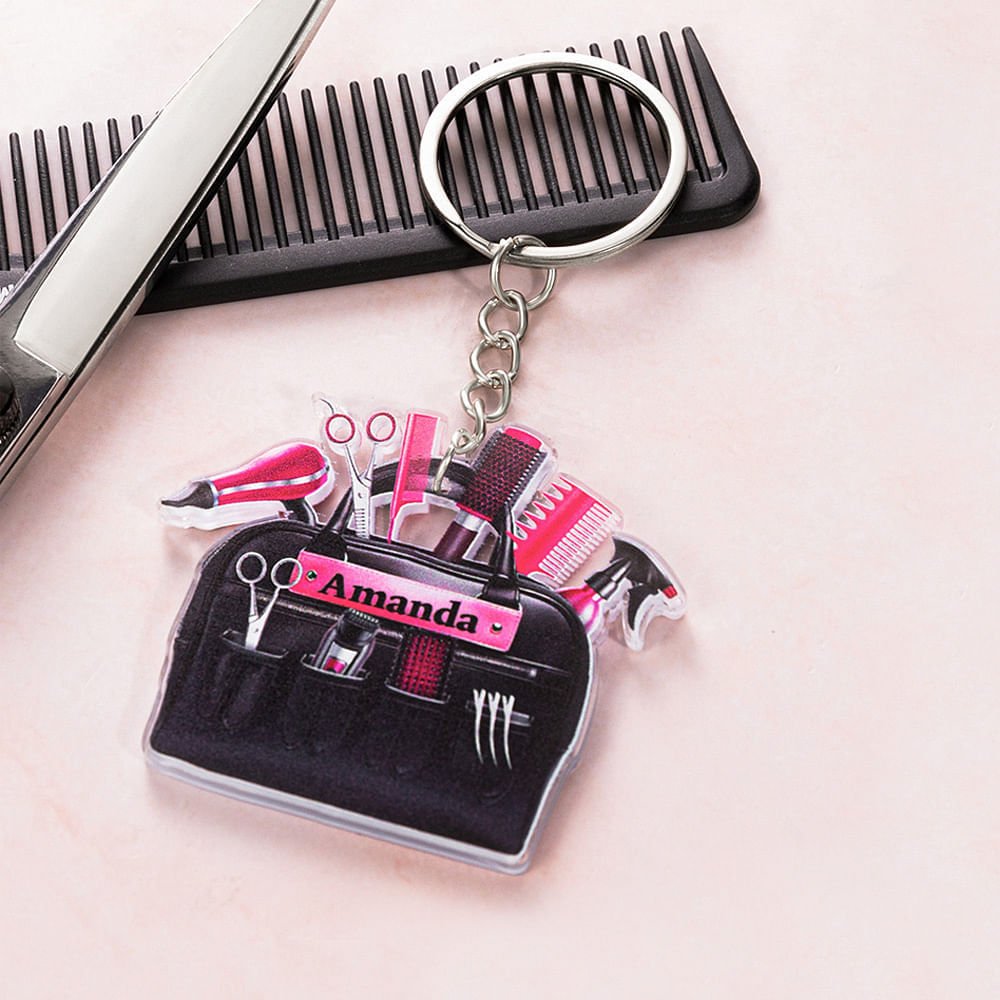 Personalized 3D Scissor Hairdryer Hair Kit Design Acrylic Keychain with ...