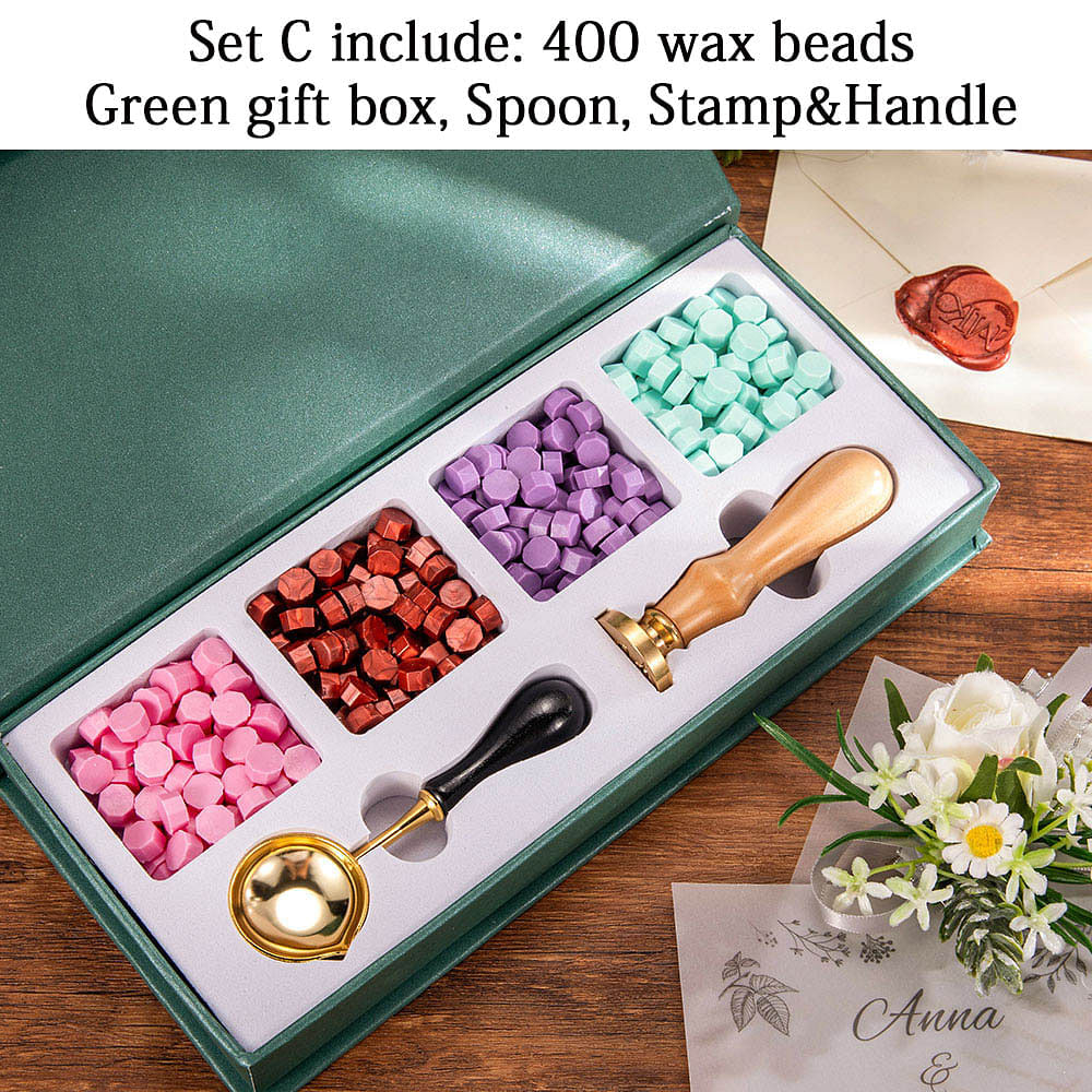 Personalised Vintage Engraved Wax Seal Stamp Kit with Handle Wax Beads ...
