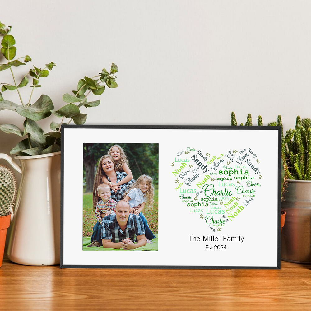 Personalized Farmhouse Photo Frame with 1-20 Heart Shape Names ...