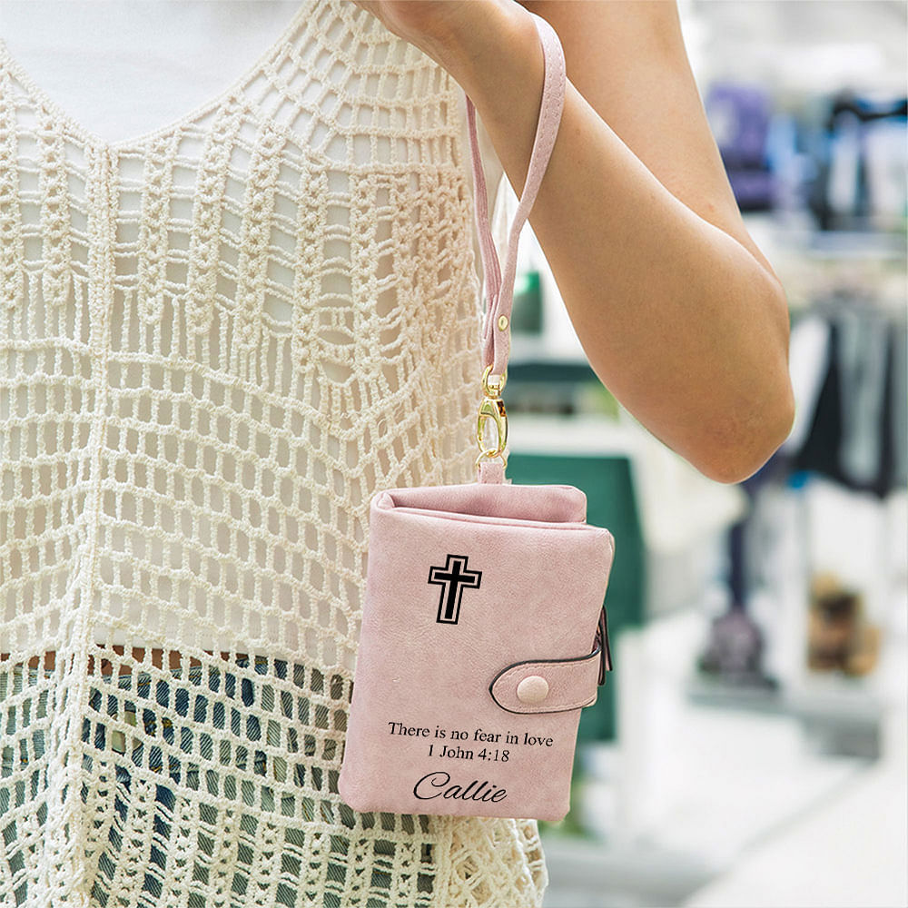 Personalized Cross Style Tri-Fold Name Wristlet Wallet with Card Holder ...