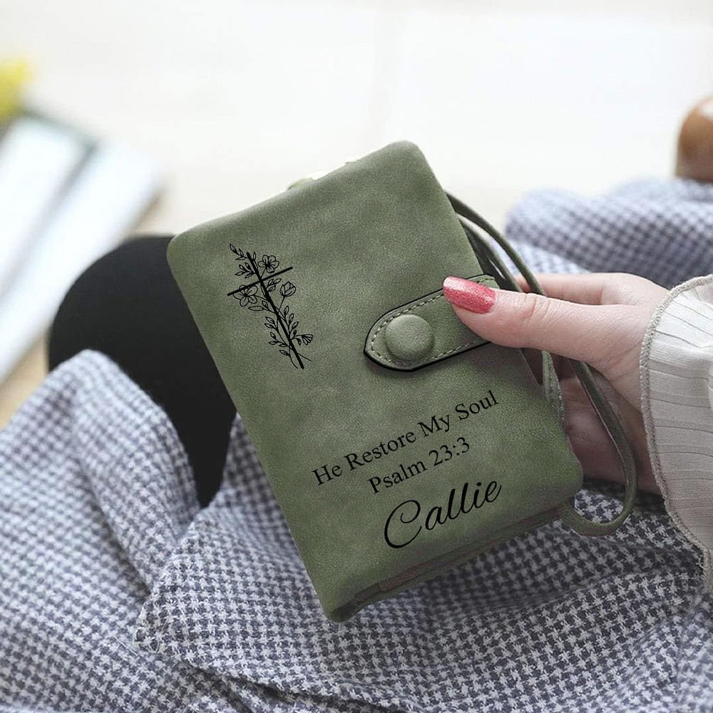 Personalized Cross Style Tri-Fold Name Wristlet Wallet with Card Holder ...