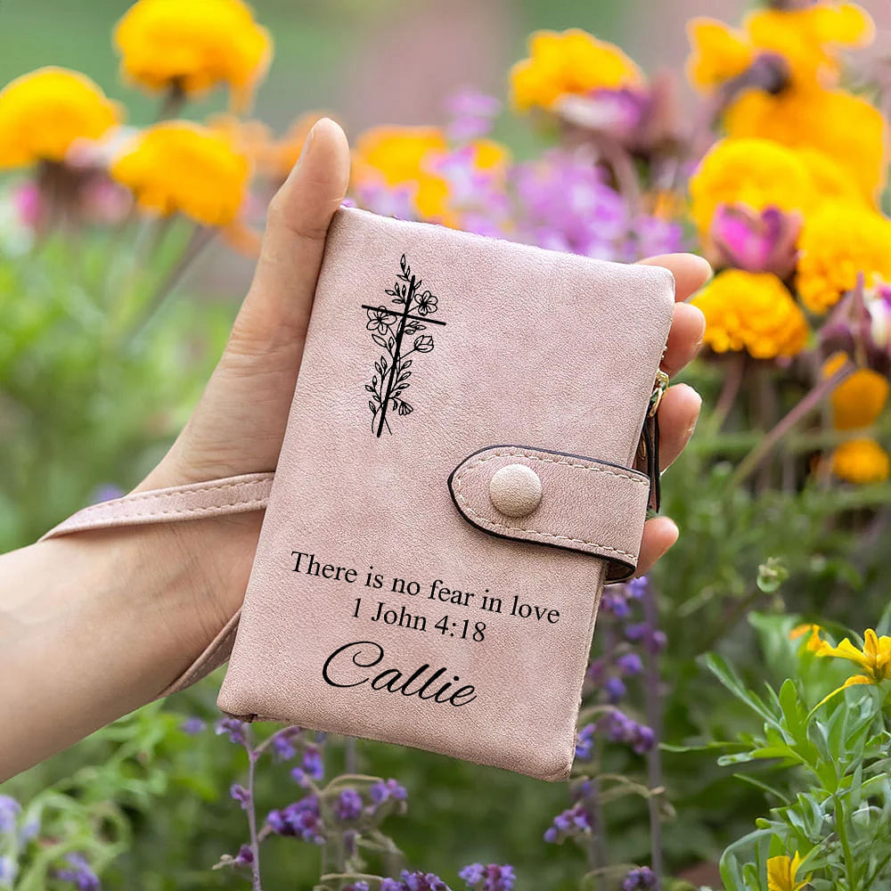 Personalized Cross Style Tri-Fold Name Wristlet Wallet with Card Holder ...