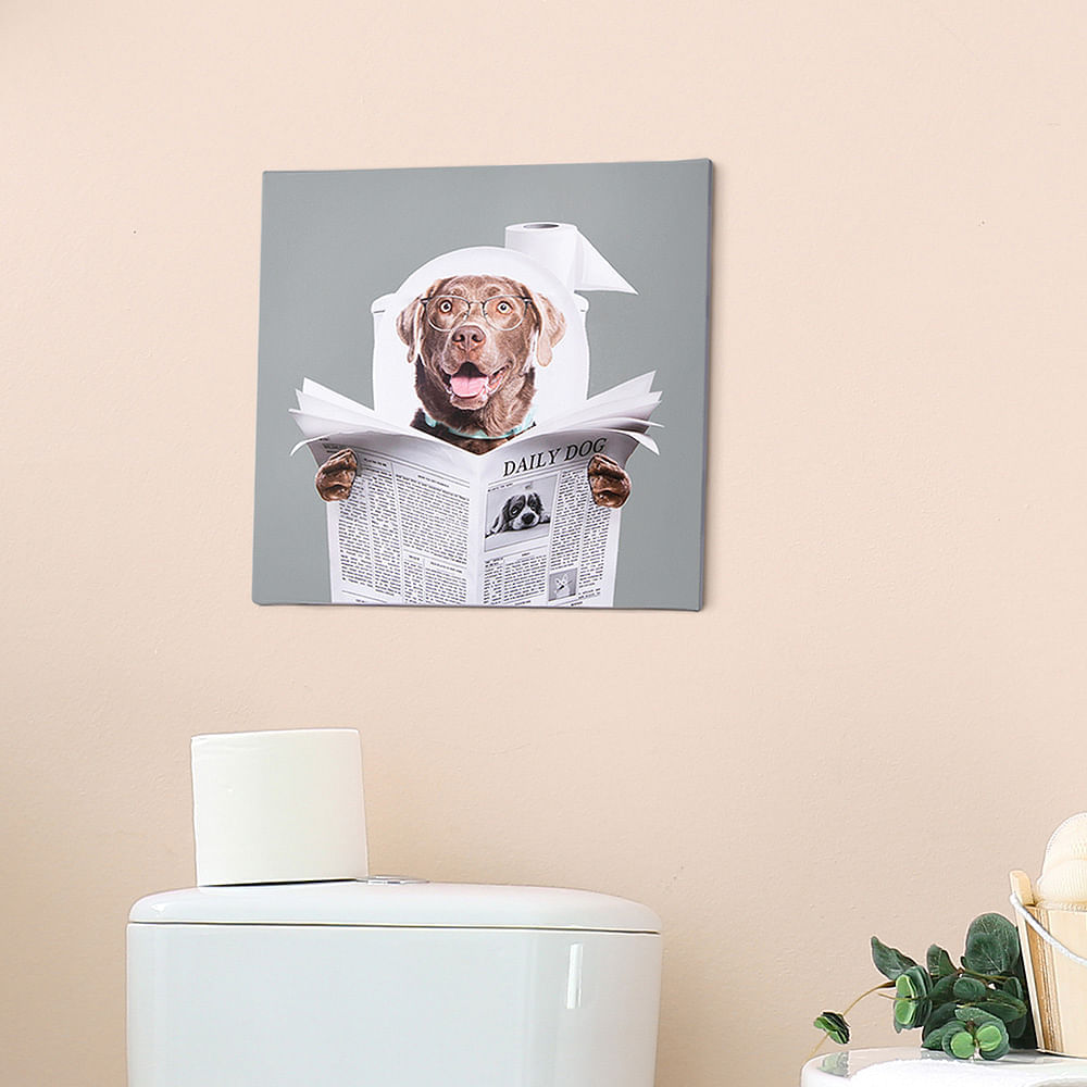 Personalized Funny Dog Cat Reading Newspaper on Toilet Wall Art ...