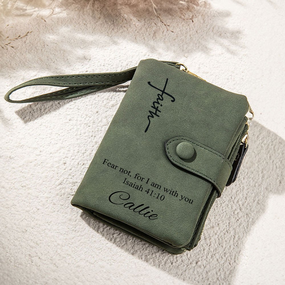 Personalized Cross Style Tri-Fold Name Wristlet Wallet with Card Holder ...