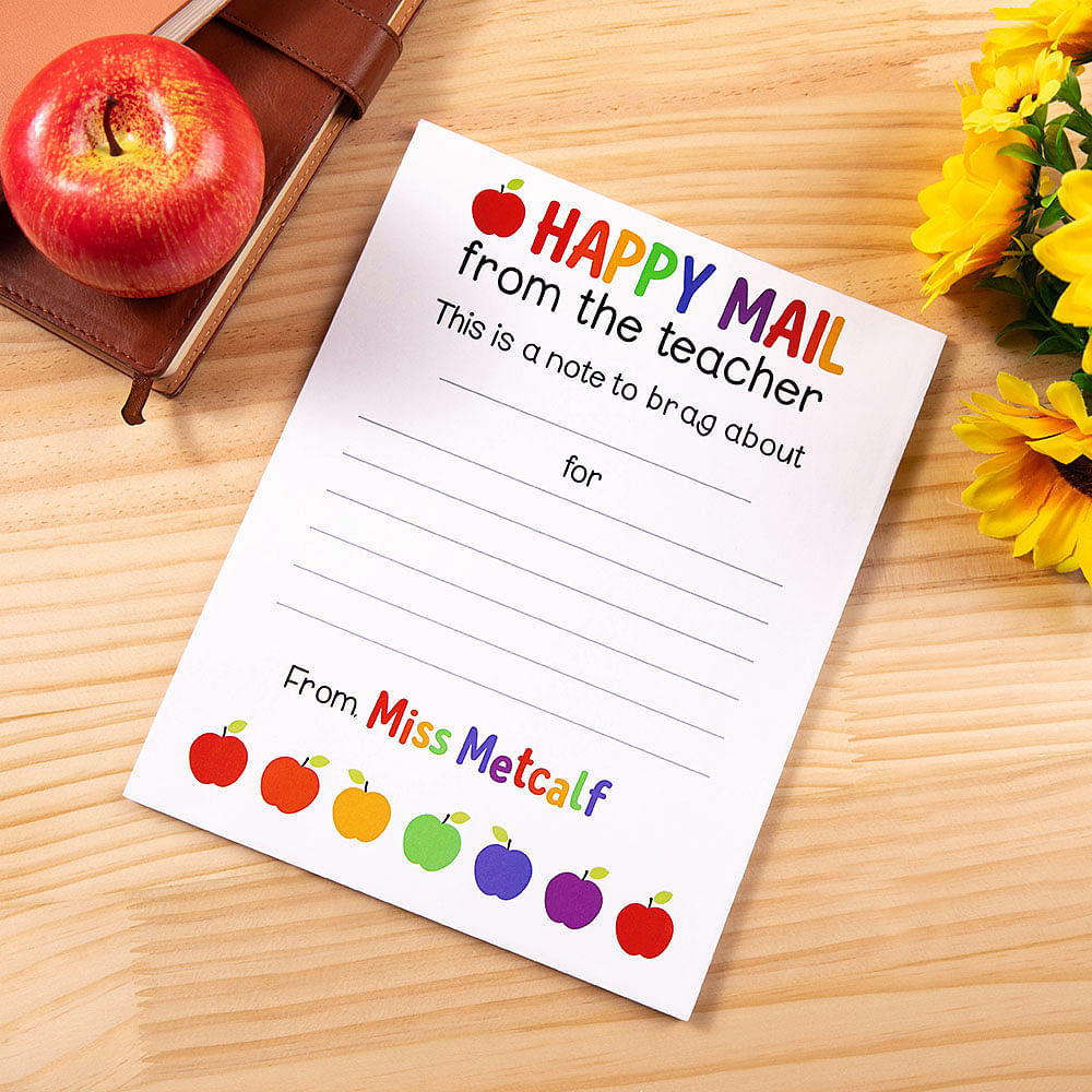 Personalized Happy Mail From The Teacher Name Notepad with Apple Design ...