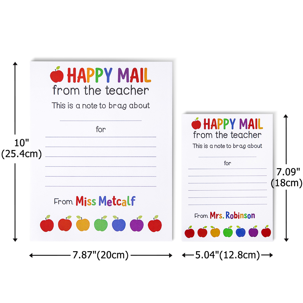 Personalized Happy Mail From The Teacher Name Notepad with Apple Design ...