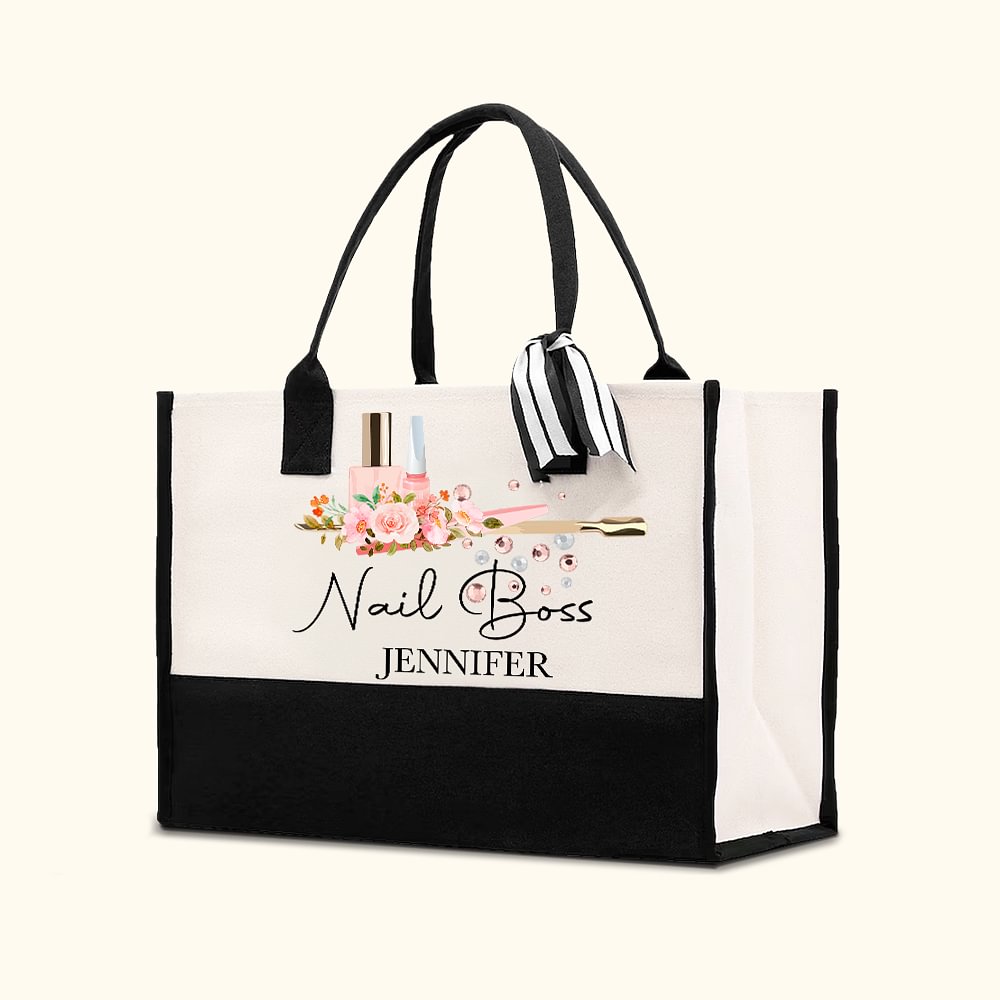 Personalized Manicure Canvas Tote Bag with Waterproof Liner Birthday ...