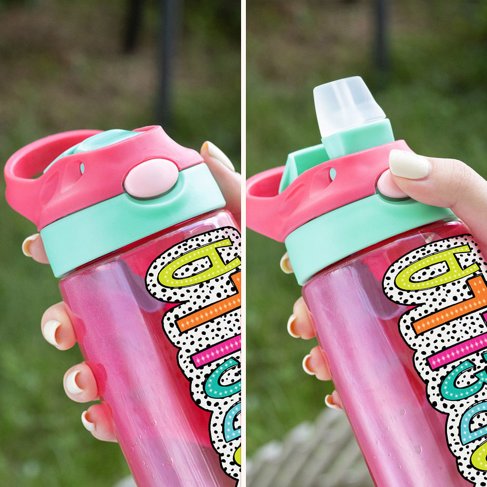 Personalized Multicolor Dalmatian Dots 16oz Water Bottle with Name and ...