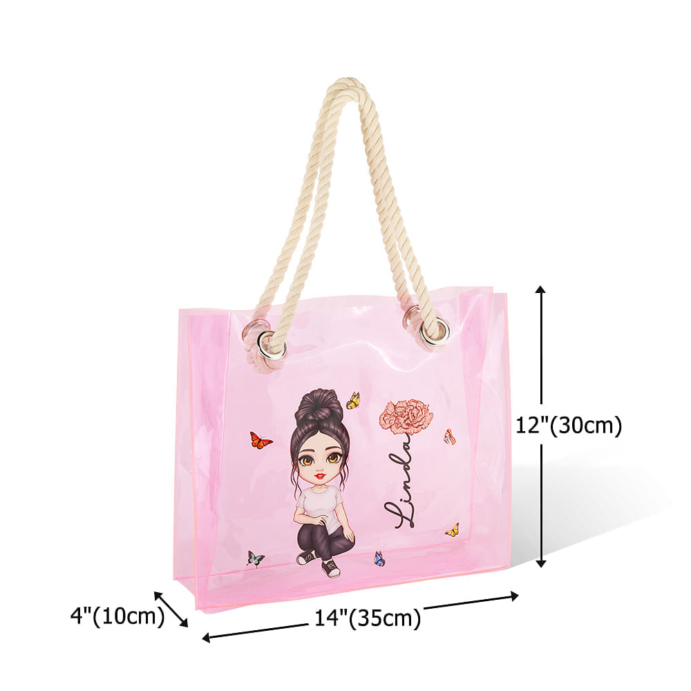 Personalized Cartoon Character Birth Flower Large Tote Bag Neon Laser ...