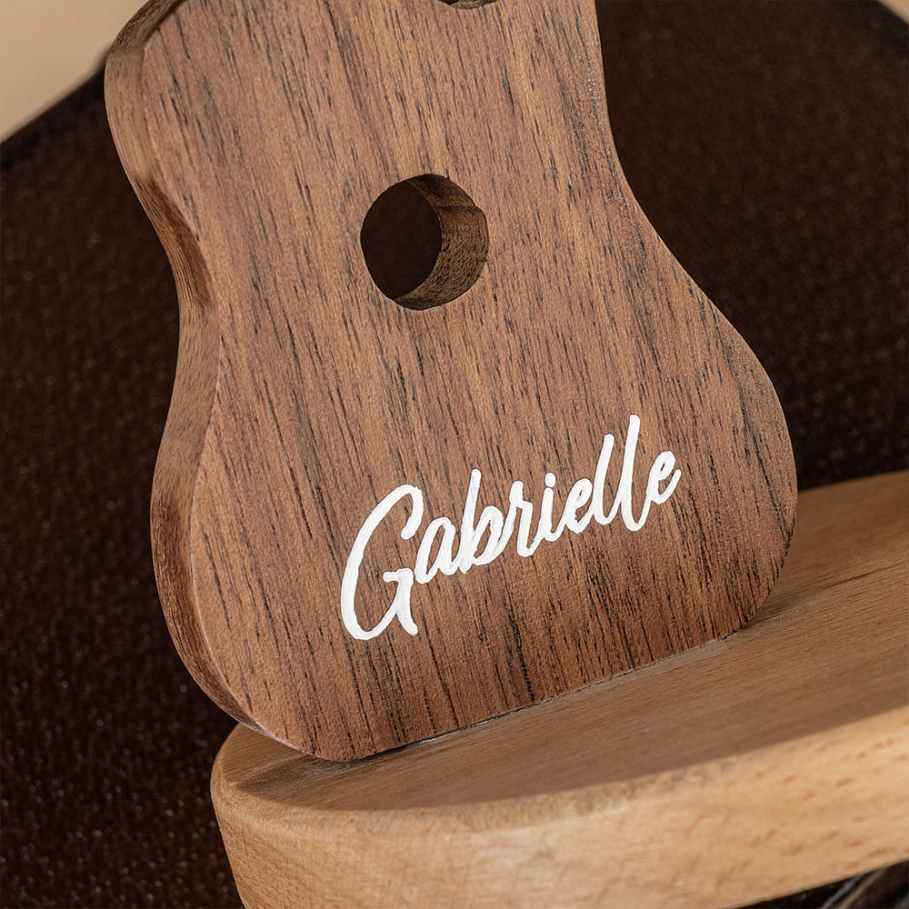 Personalized Retro Wooden Guitar Shaped Phone Stand Guitar Pick Storage ...