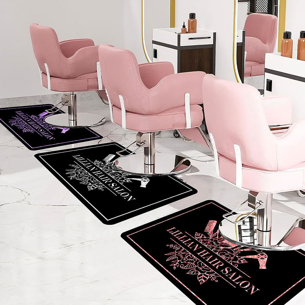 Personalized Floral Hairdressing Elements Doormat with Text Salon ...