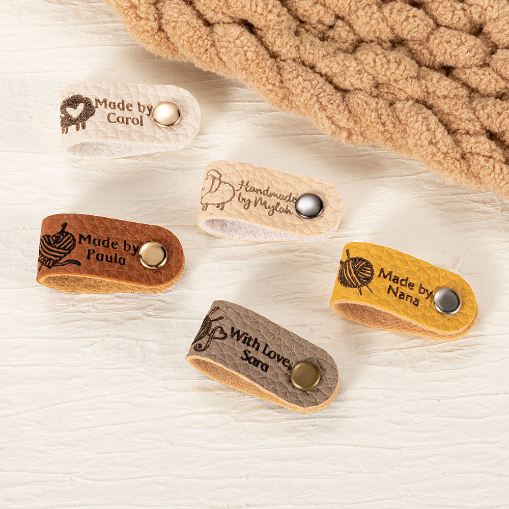 Personalized Handmade Engraved Leather Crochet Knitted Tags Text Labels ...