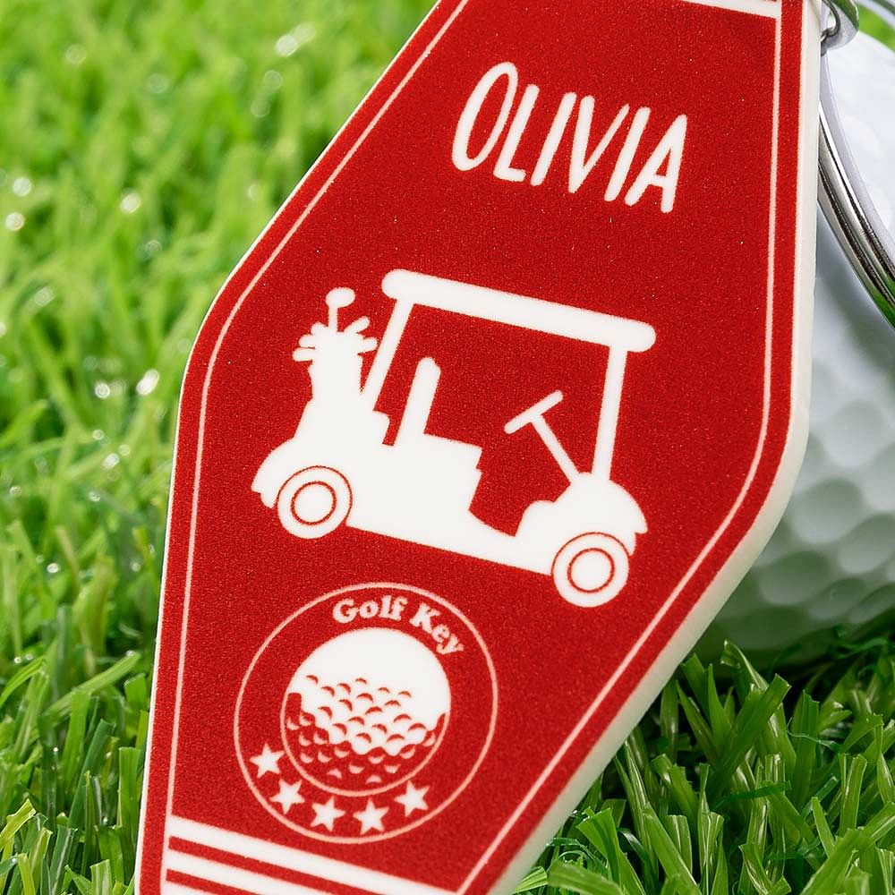 Personalized Retro Motel Acrylic Golf Cart Keychain with Name Text Golf ...