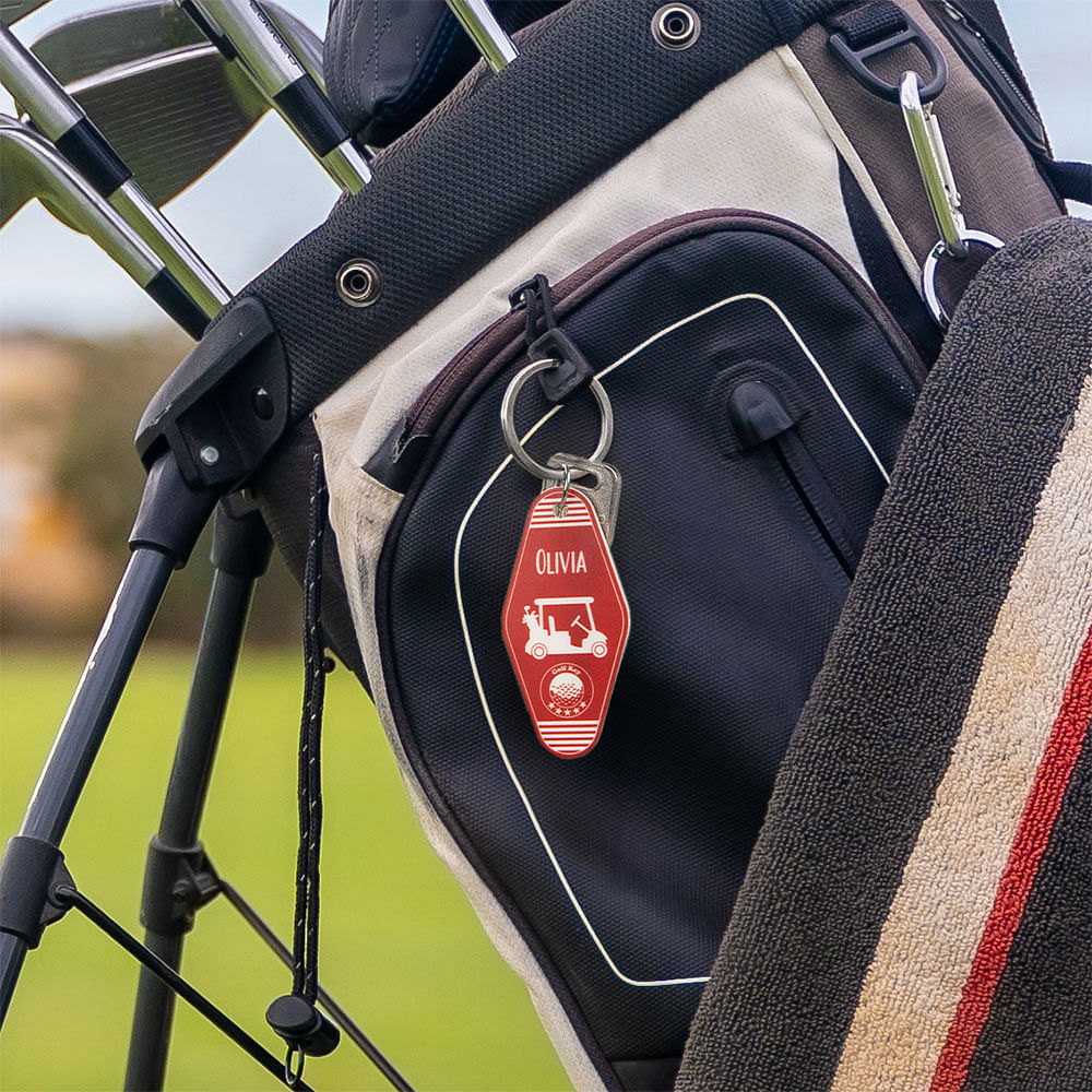 Personalized Retro Motel Acrylic Golf Cart Keychain with Name Text Golf ...