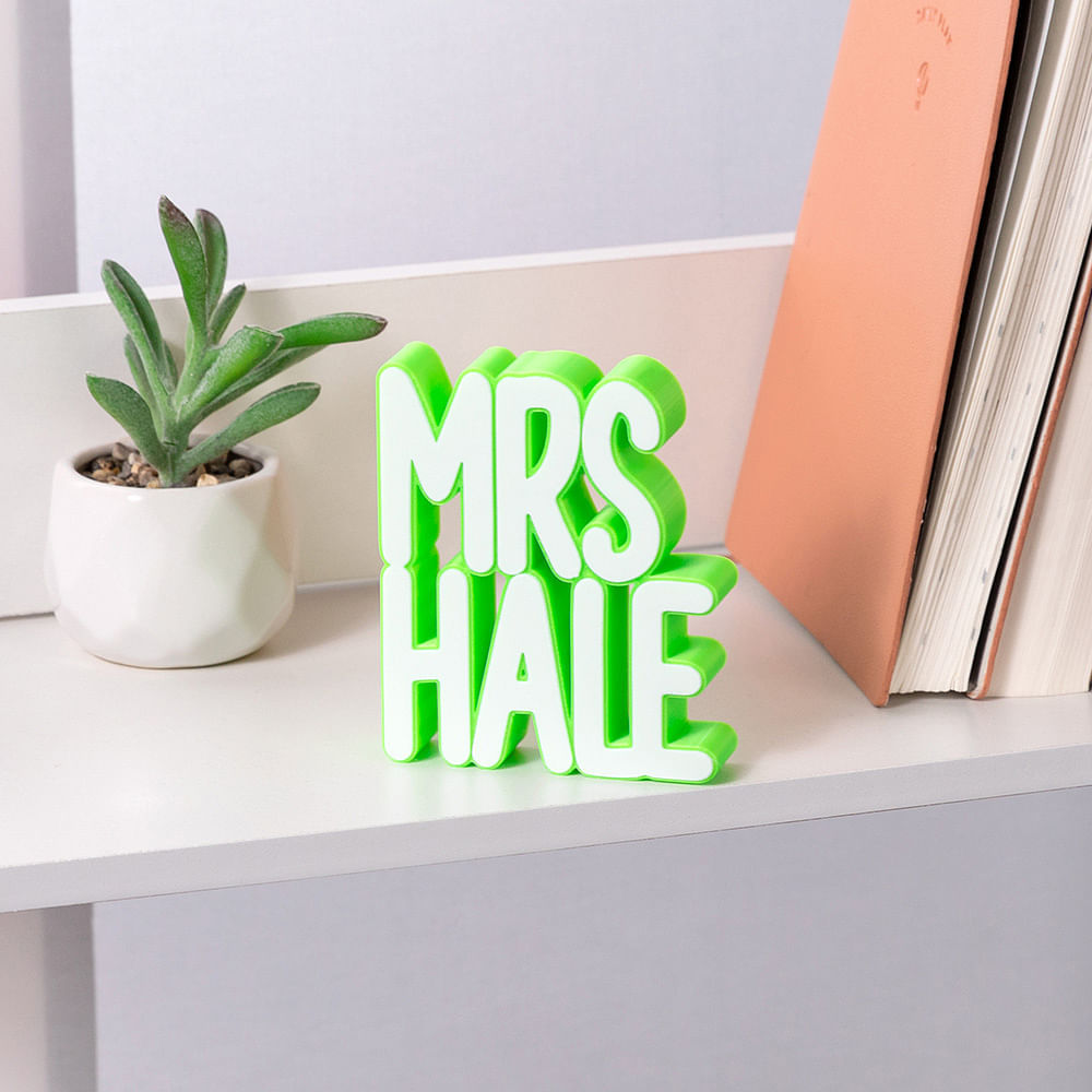 Personalized 3D Printed Multicolor Desk Name Plate with Title and Apple ...