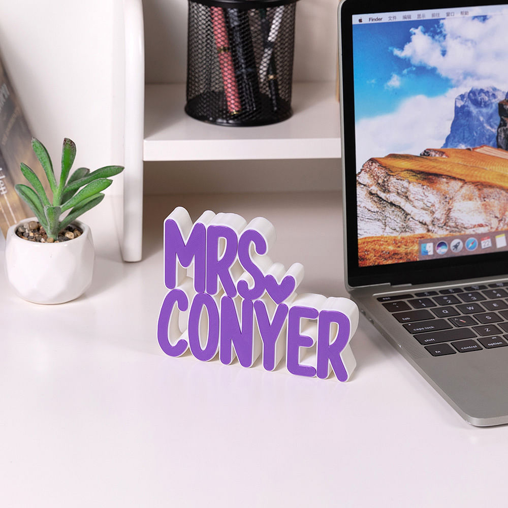 Personalized 3D Printed Multicolor Desk Name Plate with Title and Apple ...