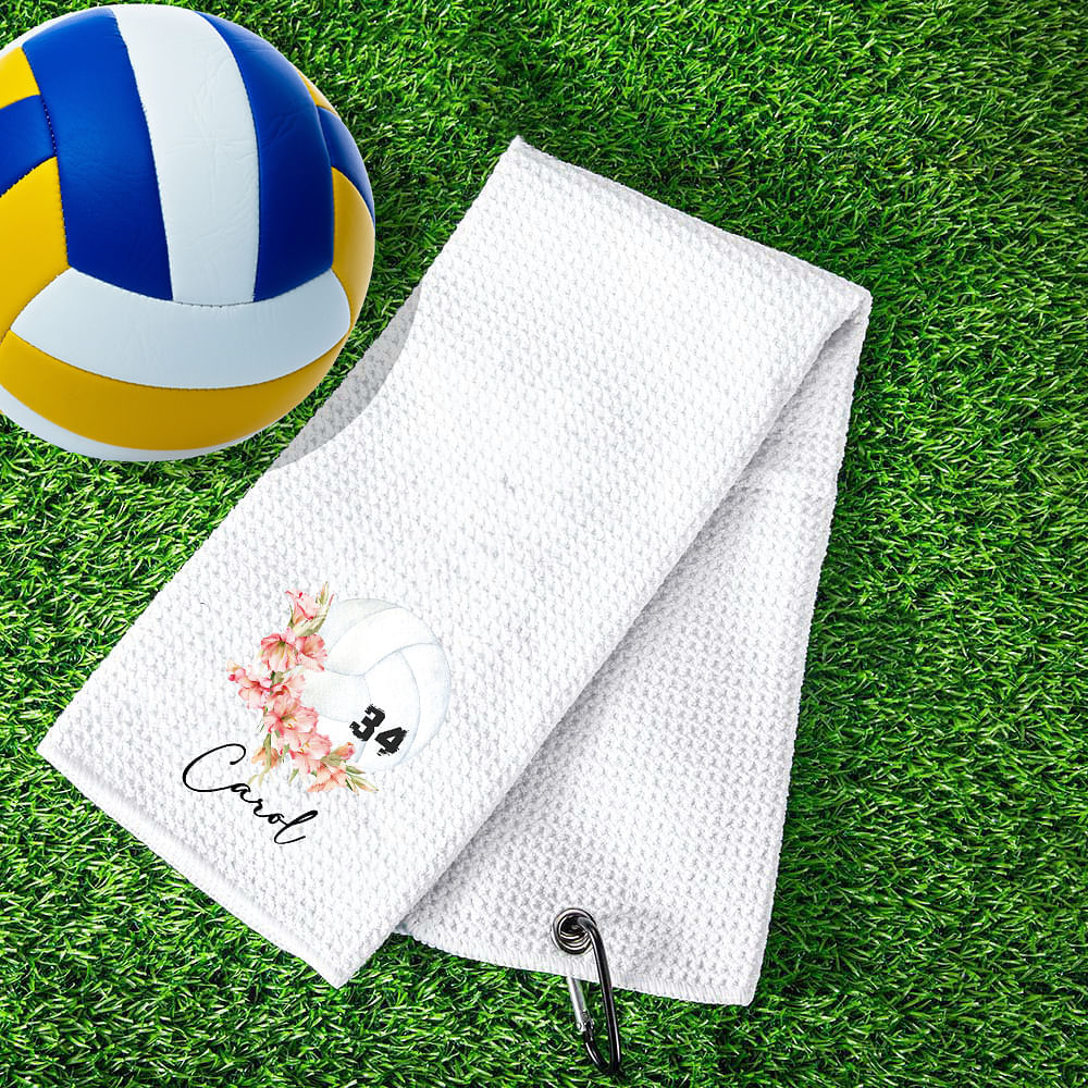 Personalized Volleyball Birth Flower 100% Cotton Towel Name with ...