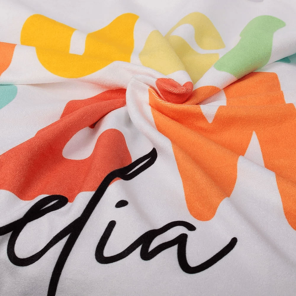 Personalized Colorful Cousin Crew Quick Dry Oversized Beach Towel with ...