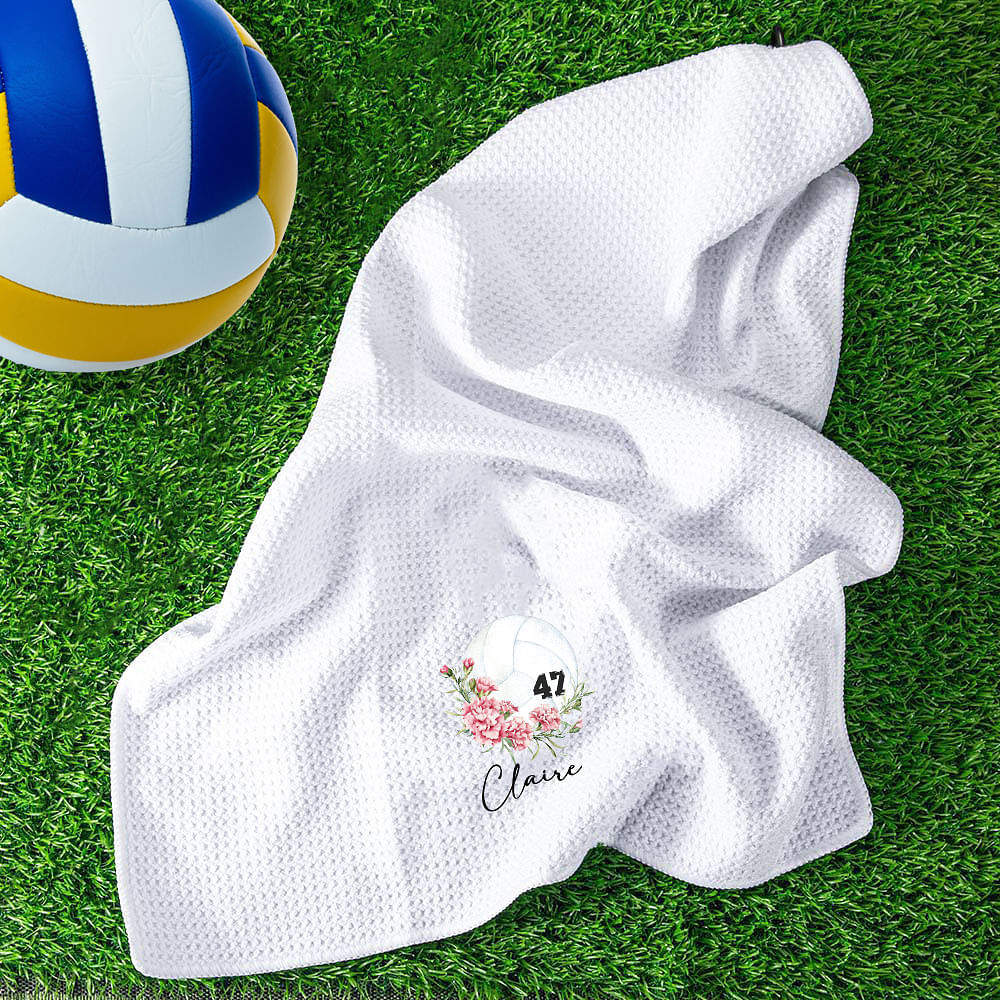Personalized Volleyball Birth Flower 100% Cotton Towel Name with ...