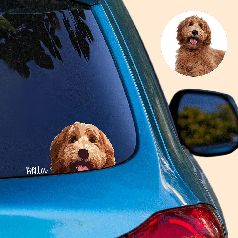 Personalized Peering Pet Portrait Photo Car Decal Sticker Funny Cute ...