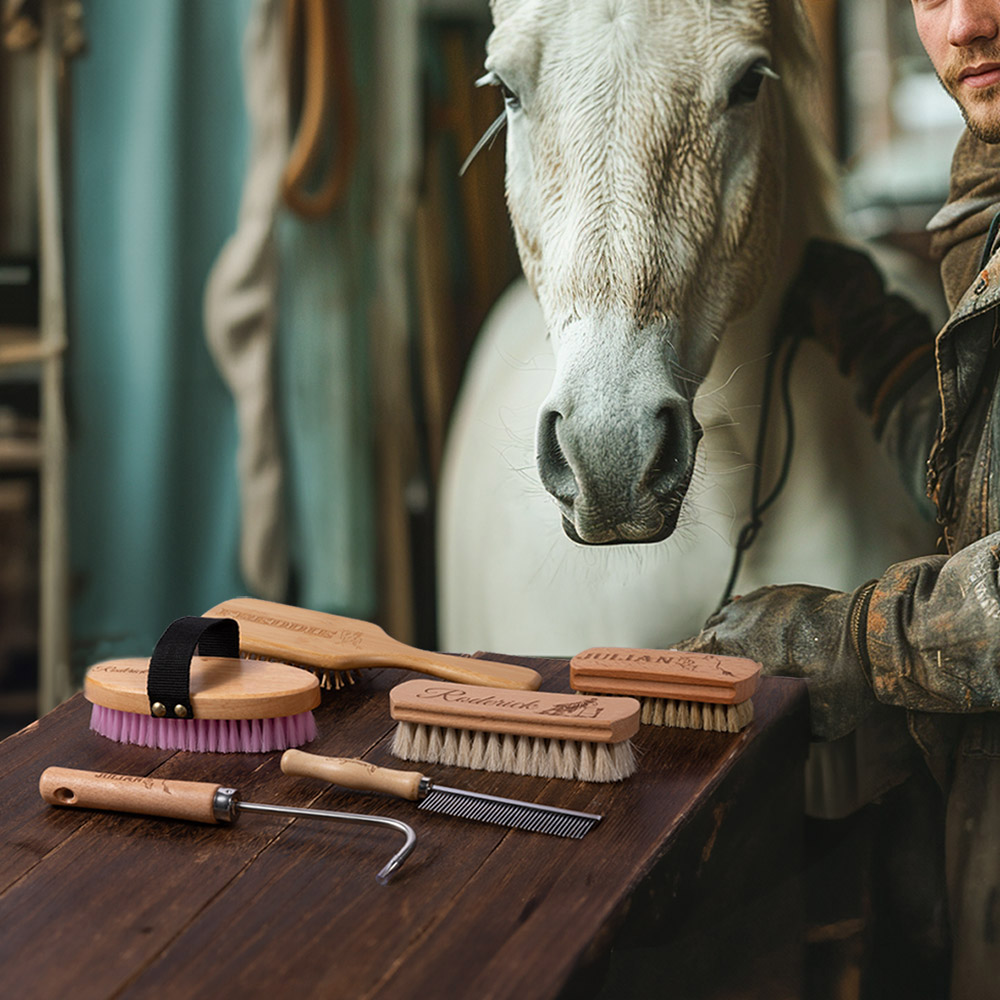 Personalized Engraved Wooden Brush Comb Hoof Pick Horse Grooming Kit ...