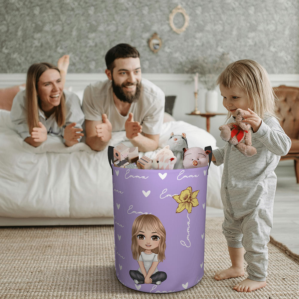 Personalized Cartoon Character Laundry Basket Toy Storage with Name ...