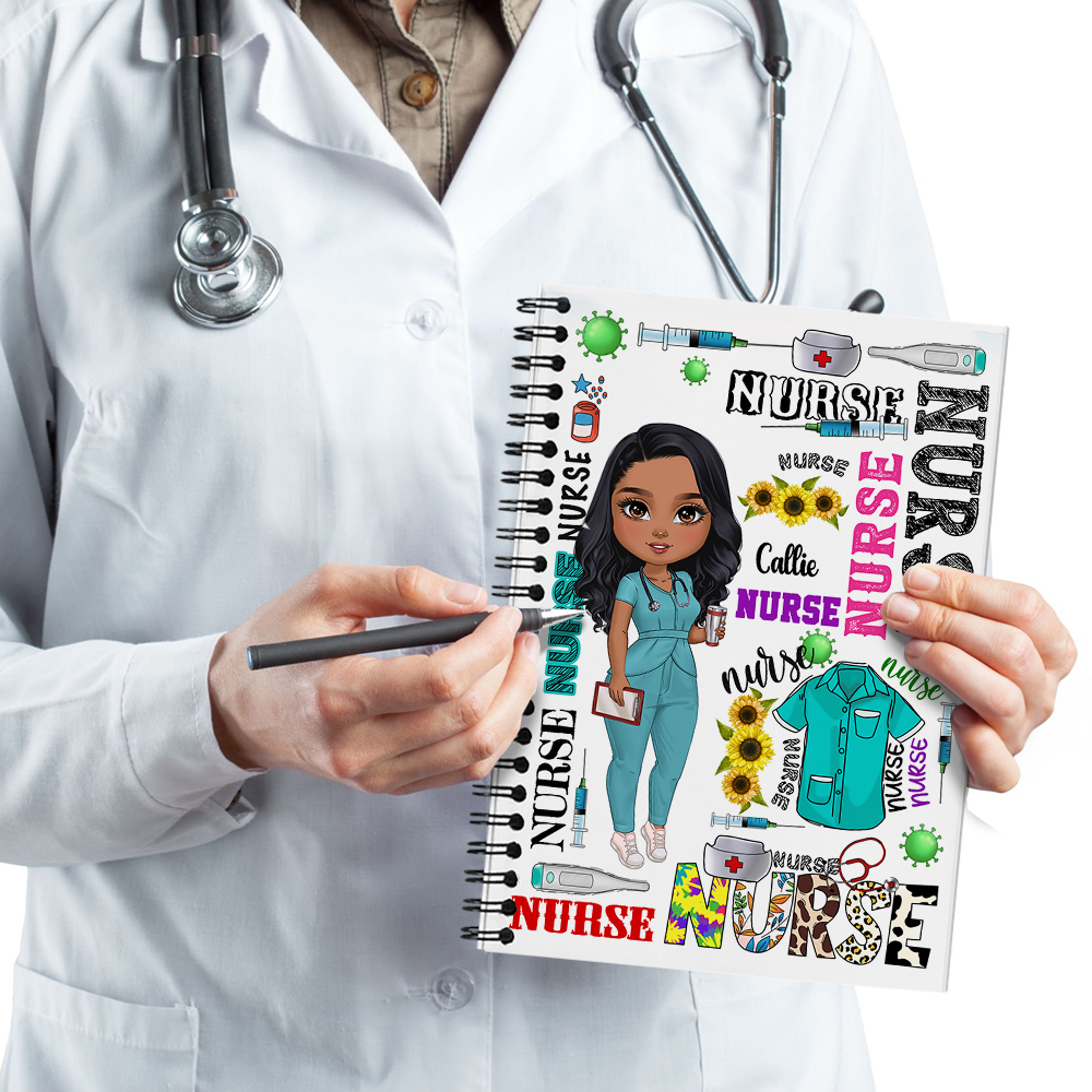 Personalized Nurse Doctor Cartoon Character A5 Notebook with Name ...
