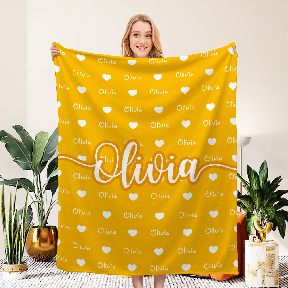 Personalized Heart Icon Multicolor Name Soft Throw Blanket Birthday ...