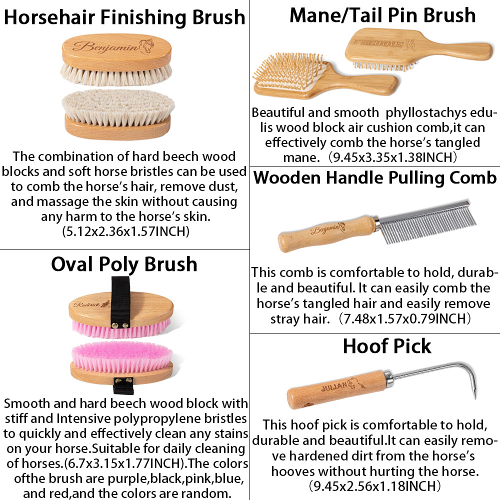 Personalized Engraved Wooden Brush Comb Hoof Pick Horse Grooming Kit ...