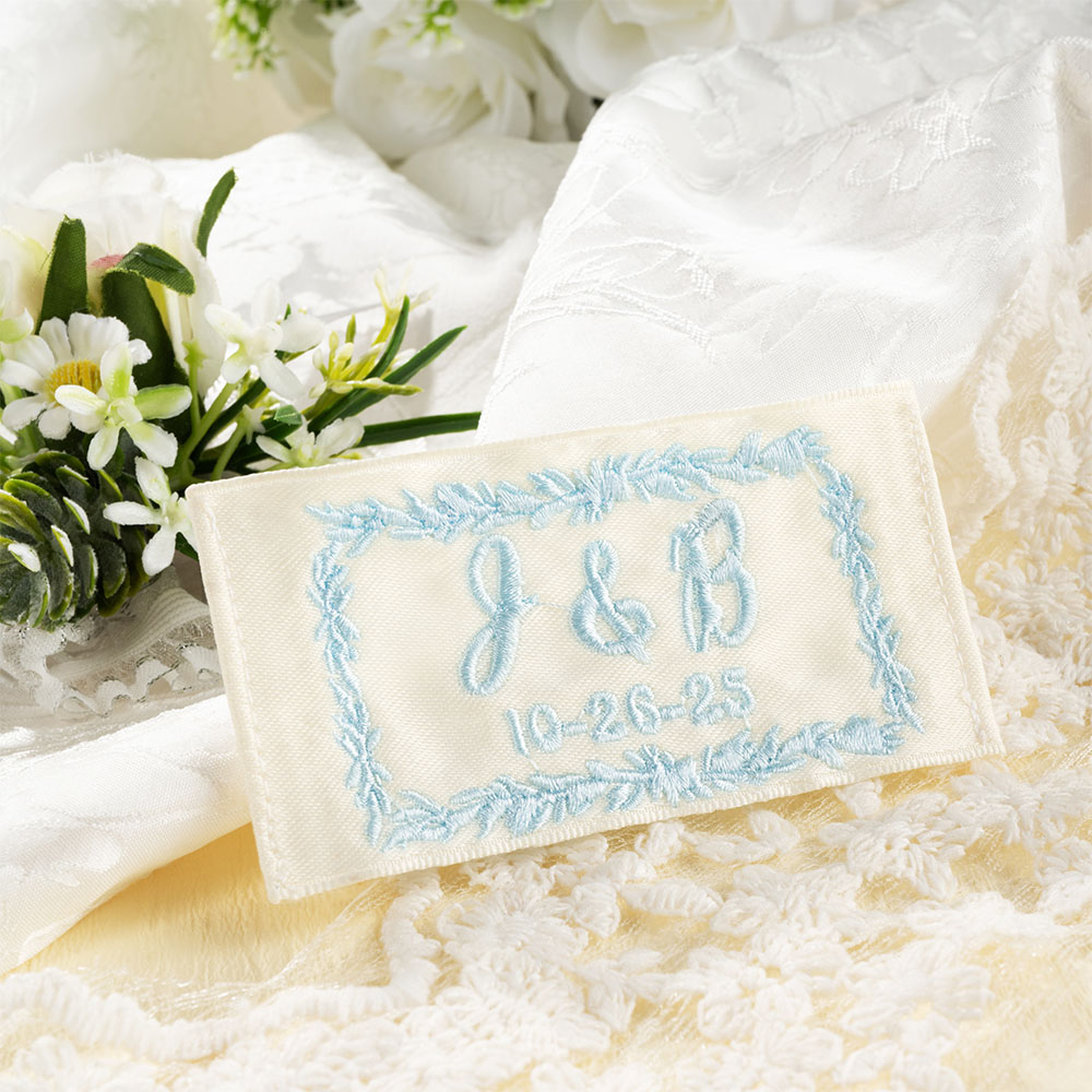 Personalized Something Blue Embroidered Vine Wedding Dress Label with ...