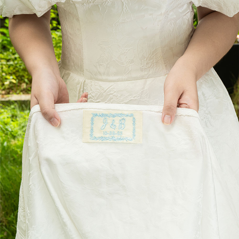 Personalized Something Blue Embroidered Vine Wedding Dress Label with ...