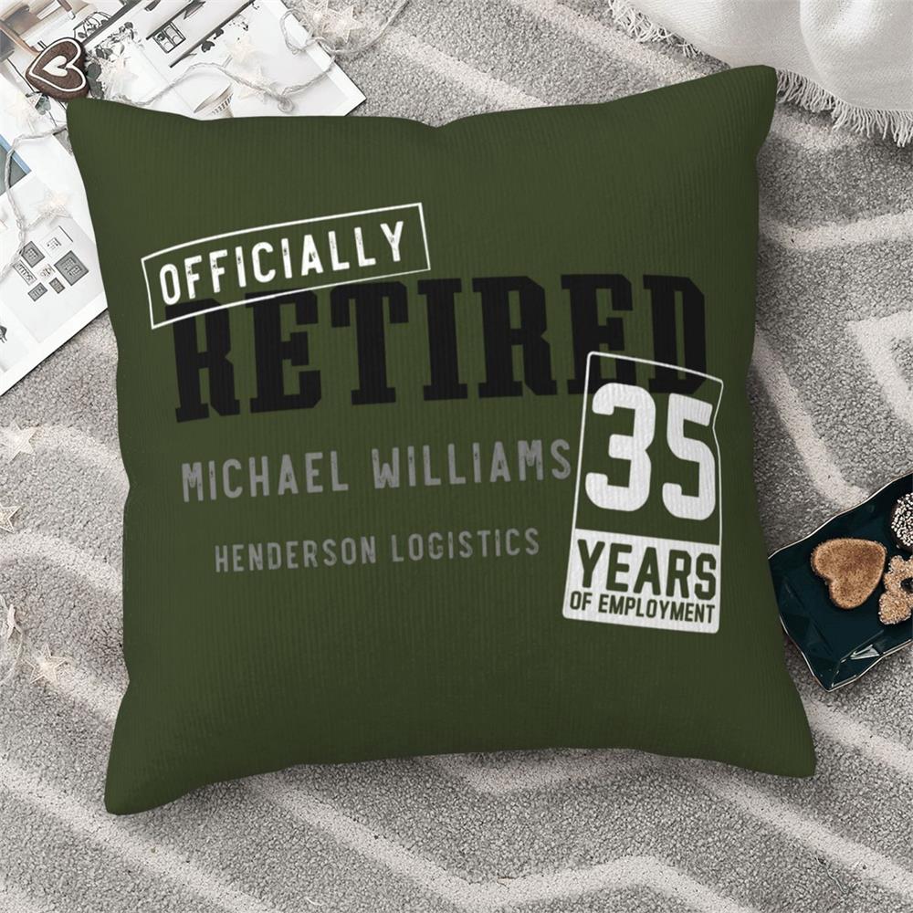 Personalized Officially Retired Throw Pillow Cover with Name and Years ...