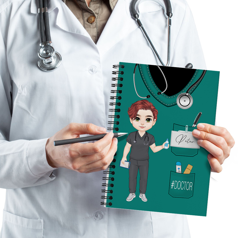 Personalized Cartoon Character Stethoscope Pills 120 Pages A5 Spiral ...