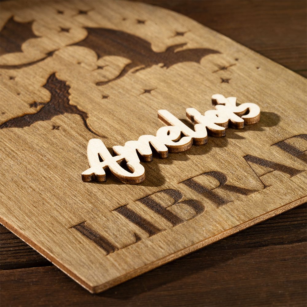 Personalized Fantasy Dragon Starry Sky Wooden Library Sign with Name ...