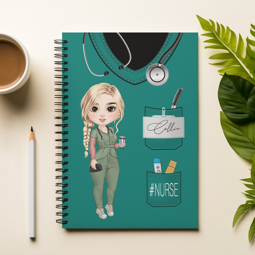 Personalized Cartoon Character Stethoscope Pills 120 Pages A5 Spiral ...