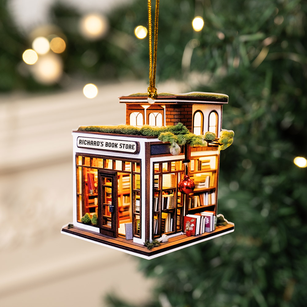 Personalized Acrylic Mini Book Store Ornament with Text Bookshop Flat ...