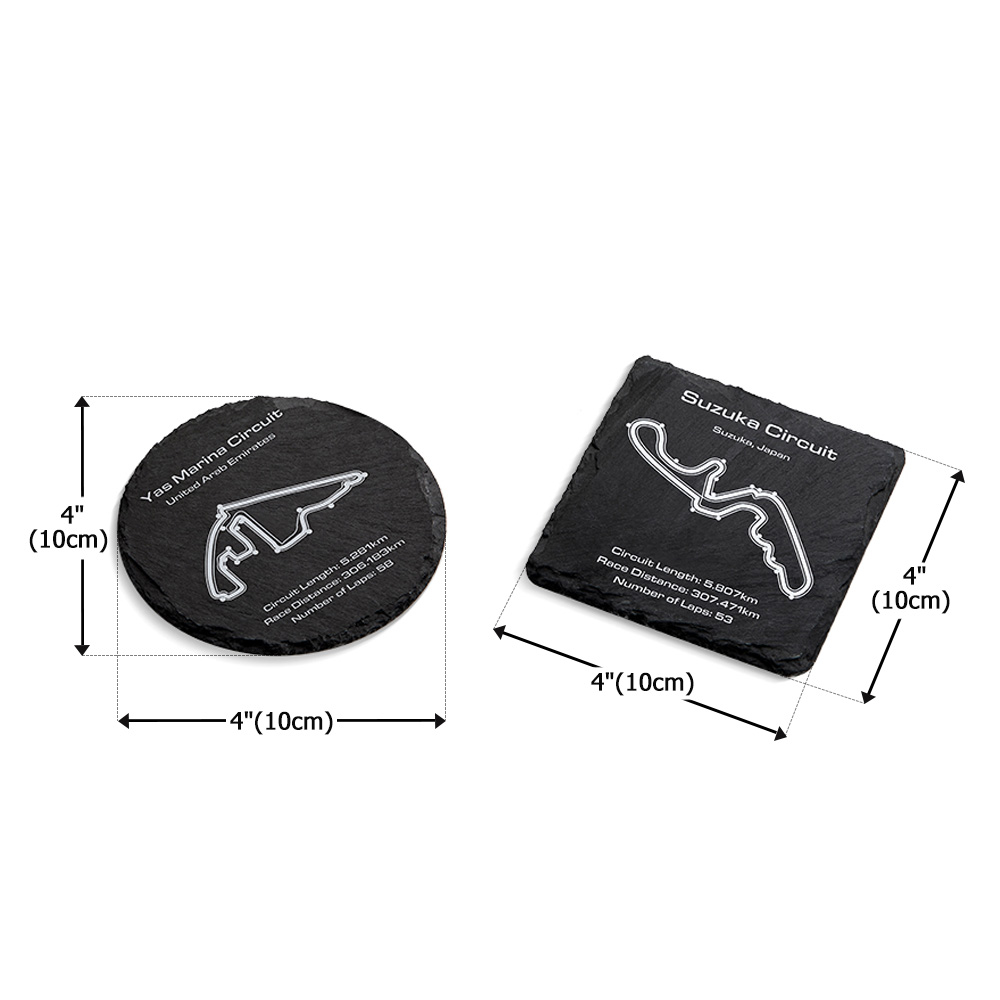 Personalized Racing Car Circuit Race Track Engraved Slate Coaster Set ...