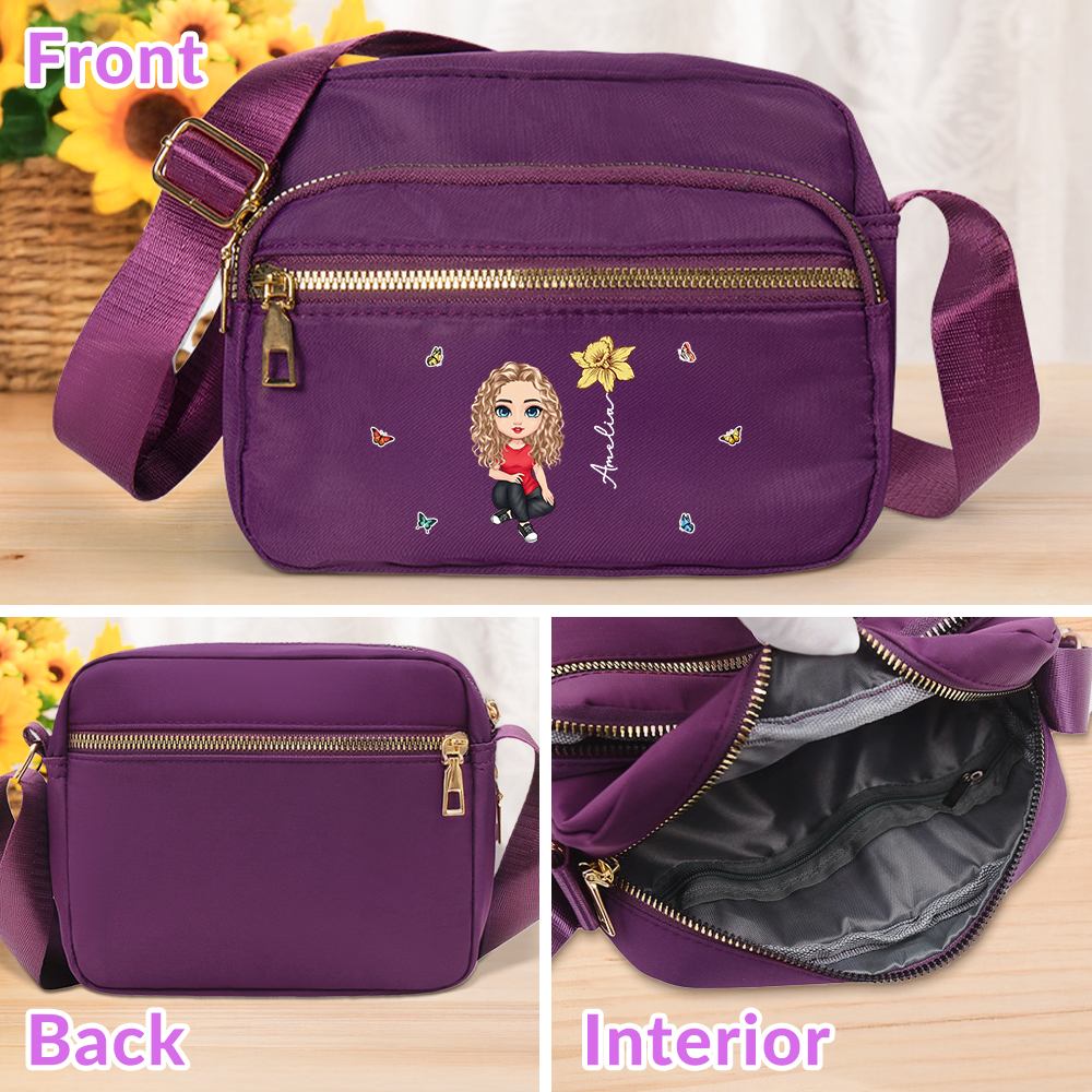 Personalized Cartoon Character Birth Flower Nylon Adjustable Shoulder ...