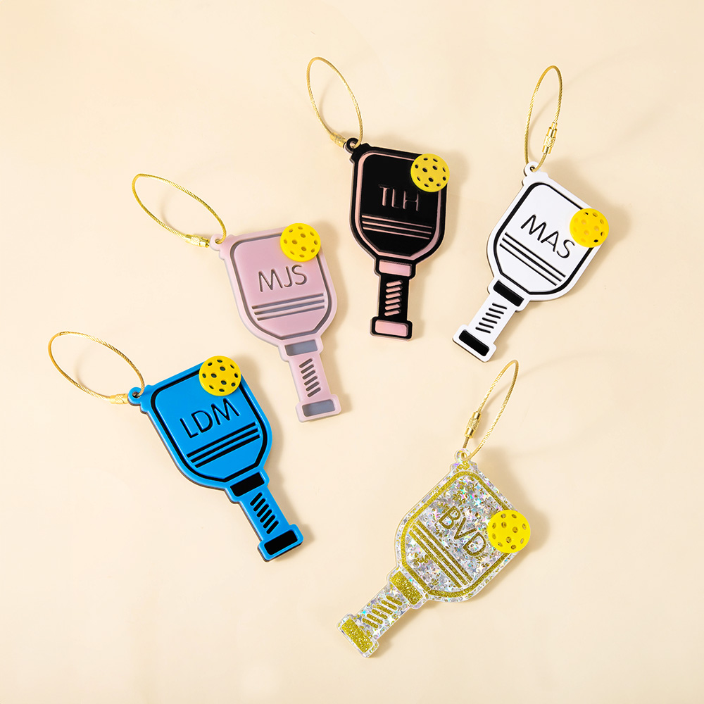 Personalized Acrylic Pickleball Paddle Bag Tag Charm Keychain with ...