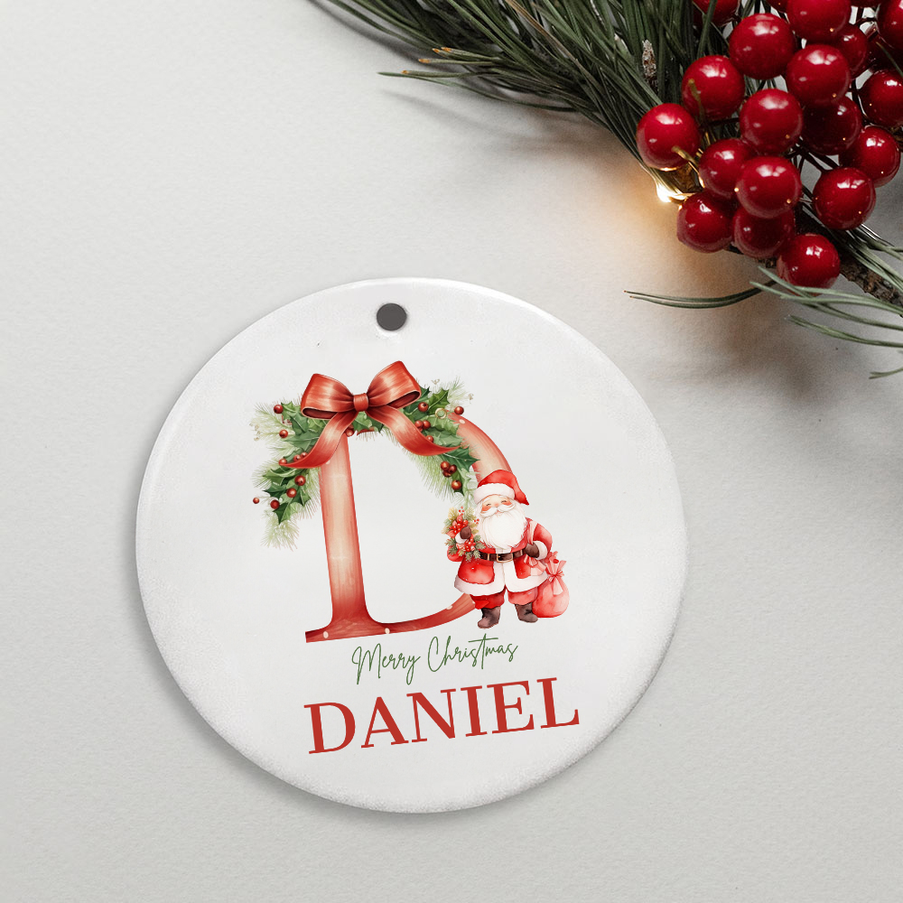 Personalised Merry Christmas Santa Claus Ceramic Ornament with Name and ...