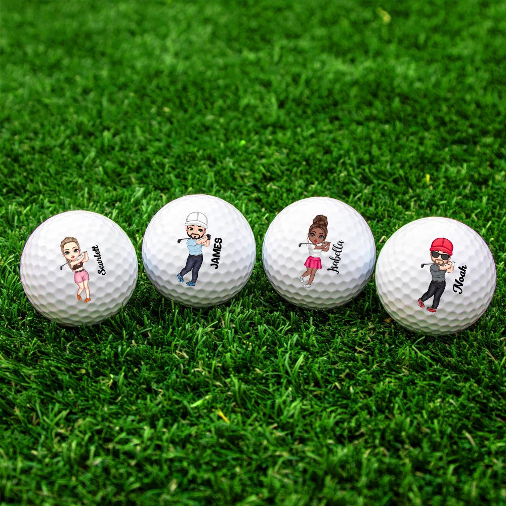Personalized Cartoon Character Man Woman Double Sided Golf Ball with ...