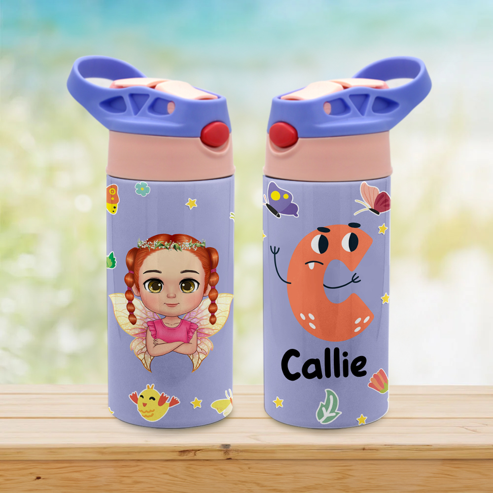 Personalized Butterfly Wings Birth Flower Fun Initial Cartoon 12oz ...