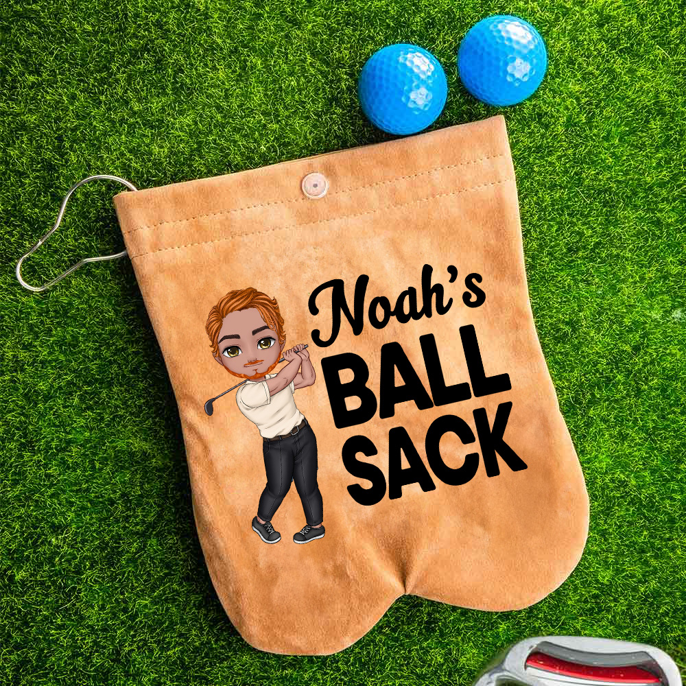 Personalized Cartoon Character Flannel Golf Ball Bag Sack with 2 Golf ...