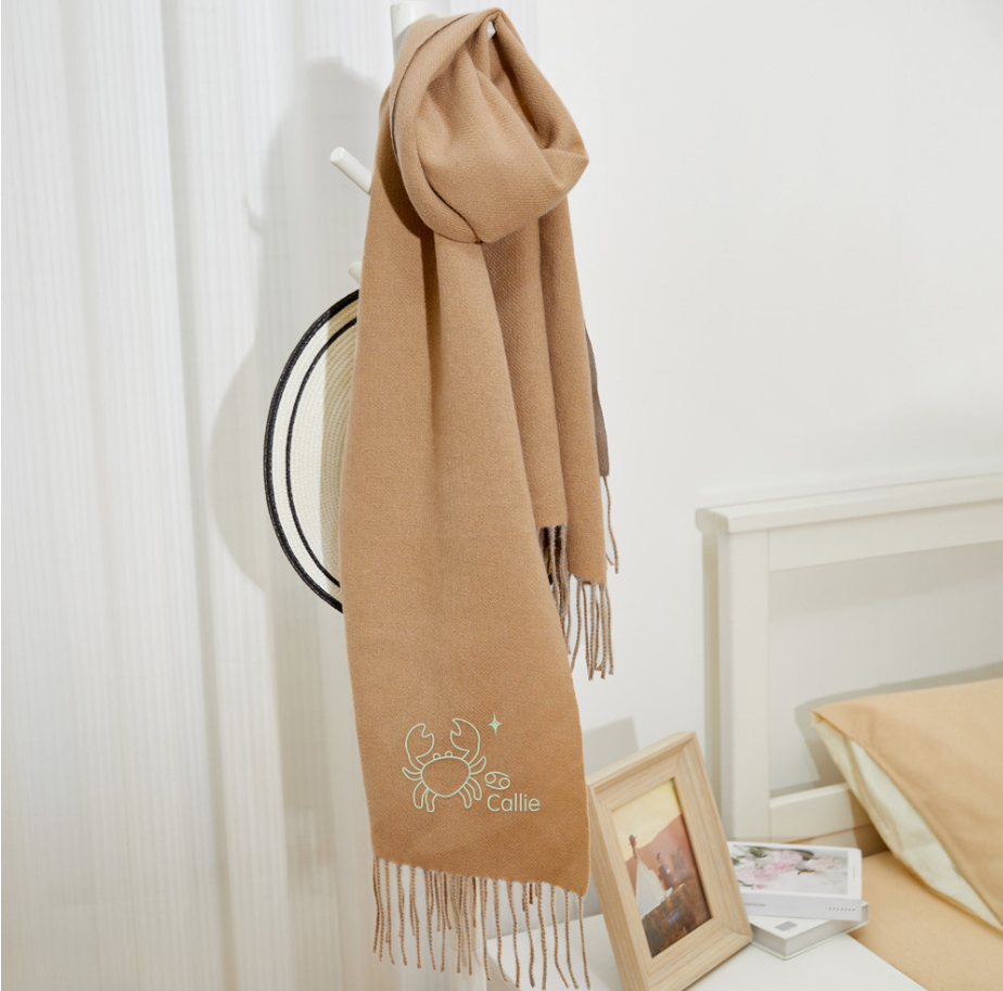 Personalised Hand-drawn Style Constellations Scarf with Embroidered ...