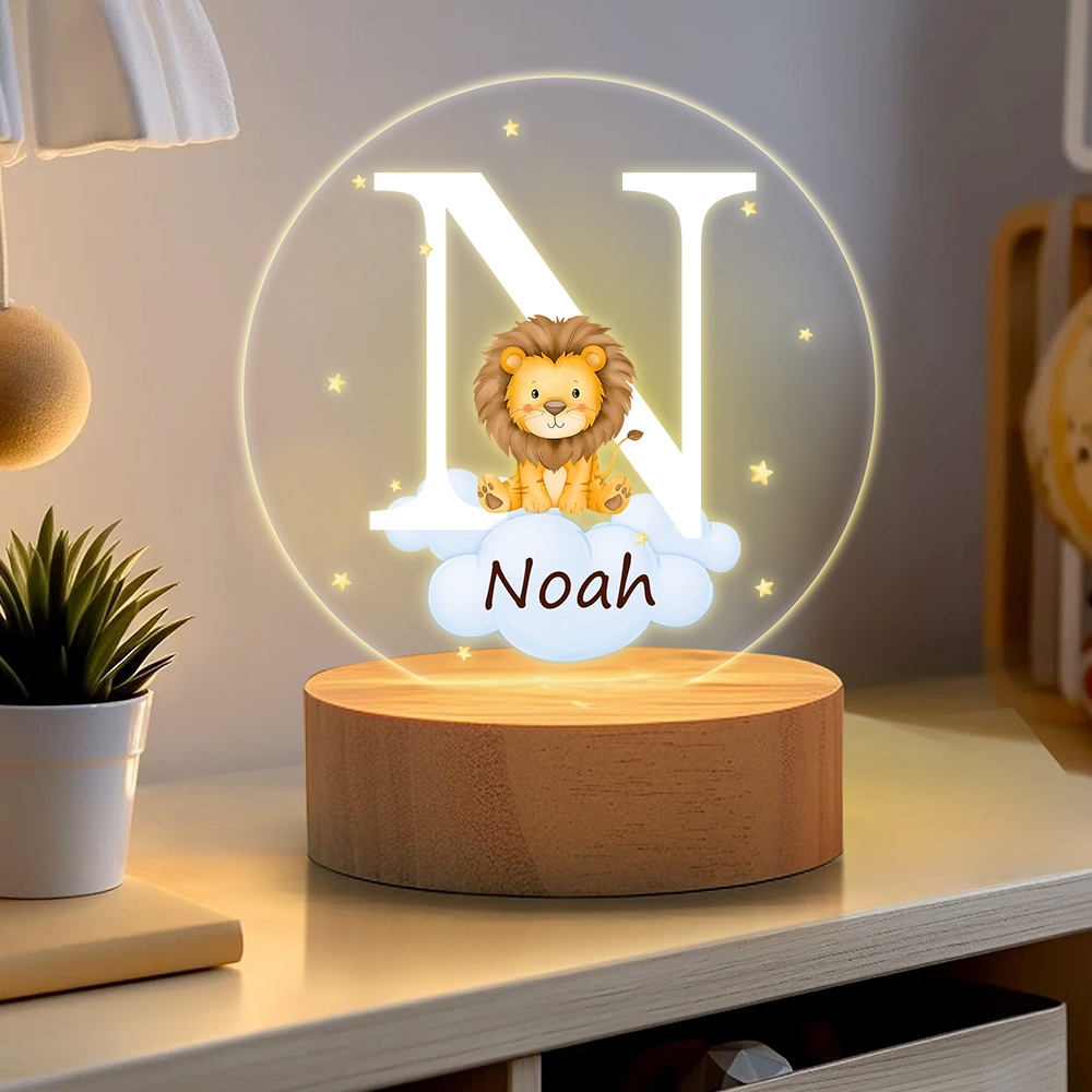 Personalized Fantasy Star Cloud Cute Forest Animal Initial Name LED ...
