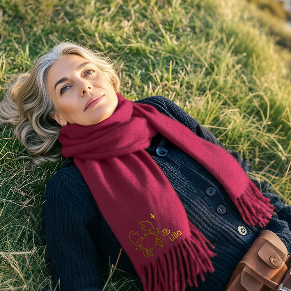 Personalized Hand-drawn Style Constellations Scarf with Embroidered ...