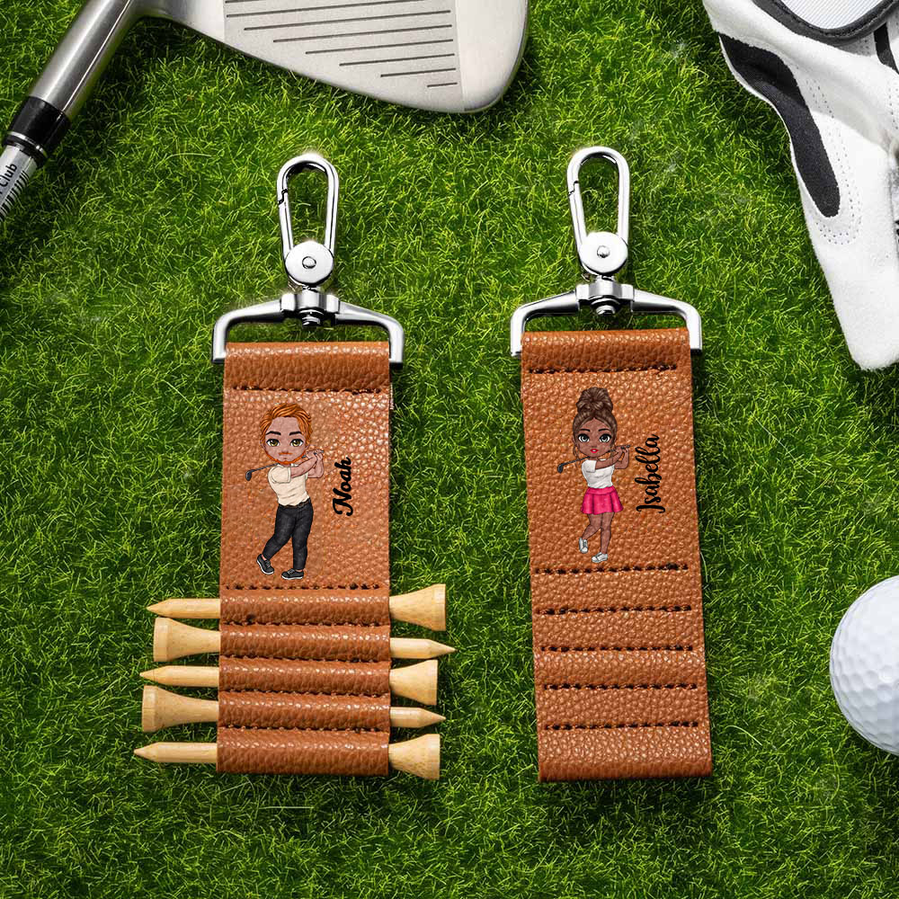 Personalized Cartoon Character Leather Golf Tee Holder Bag Tag with ...