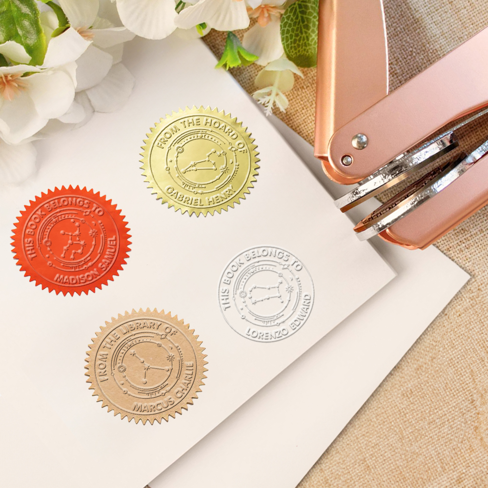 Personalized Zodiac Sign Book Embosser with Name - CALLIE