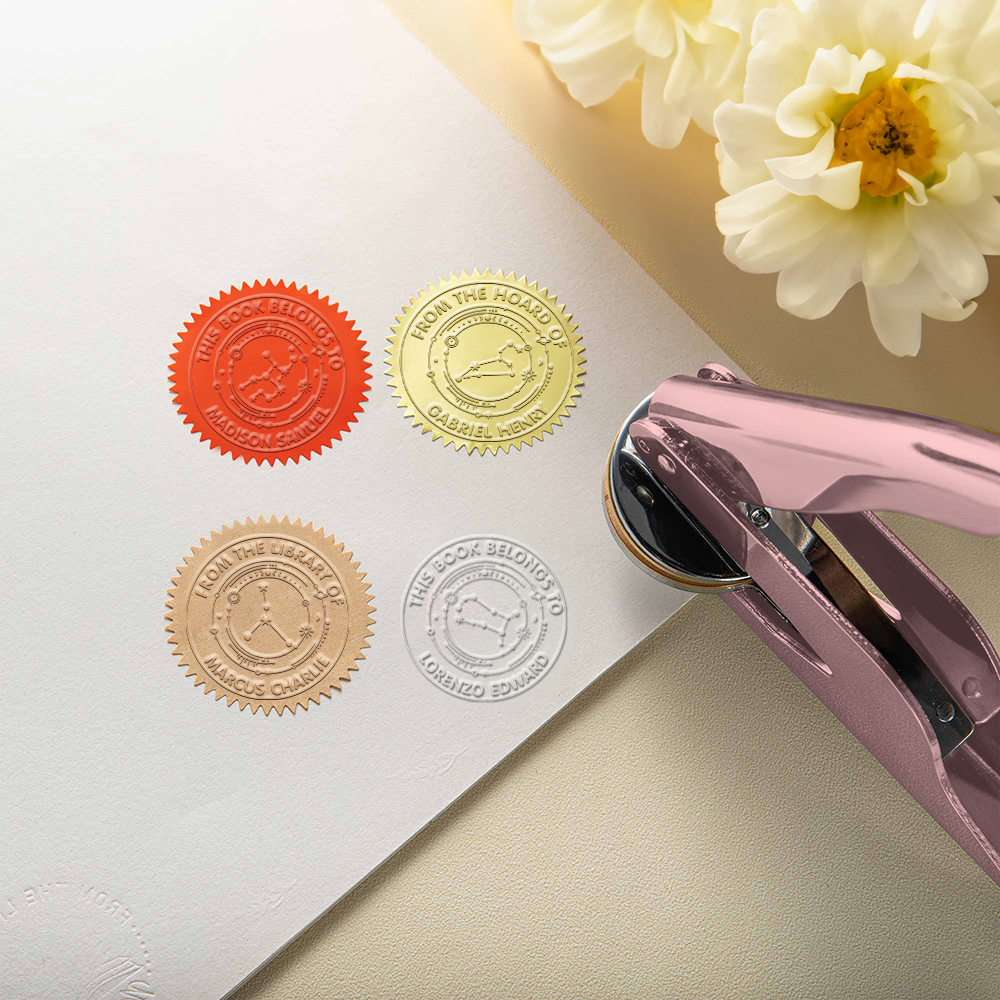 Personalized Zodiac Sign Book Embosser with Name - CALLIE
